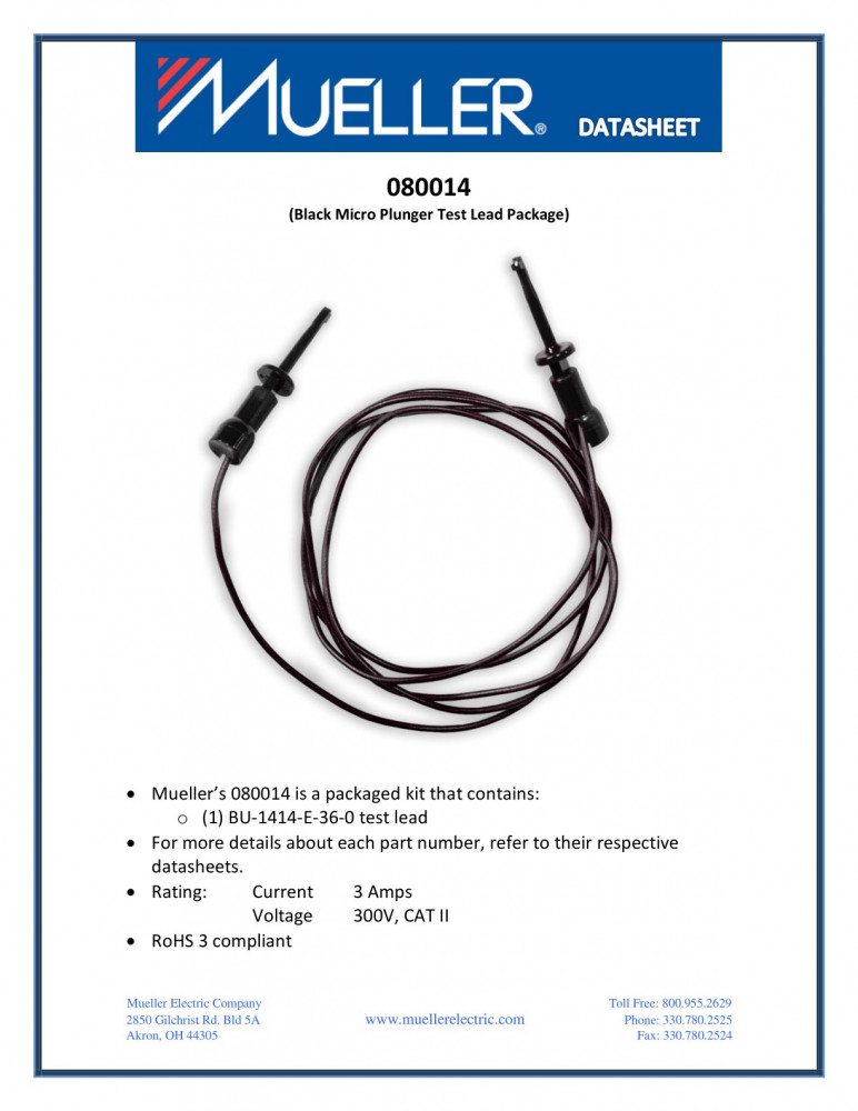 80014 / 080014 Black Micro Plunger Test Lead Package product document image