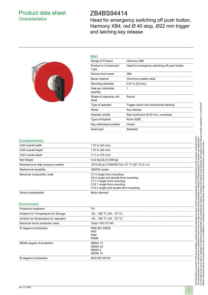 ZB4BS94414 technical document page 1