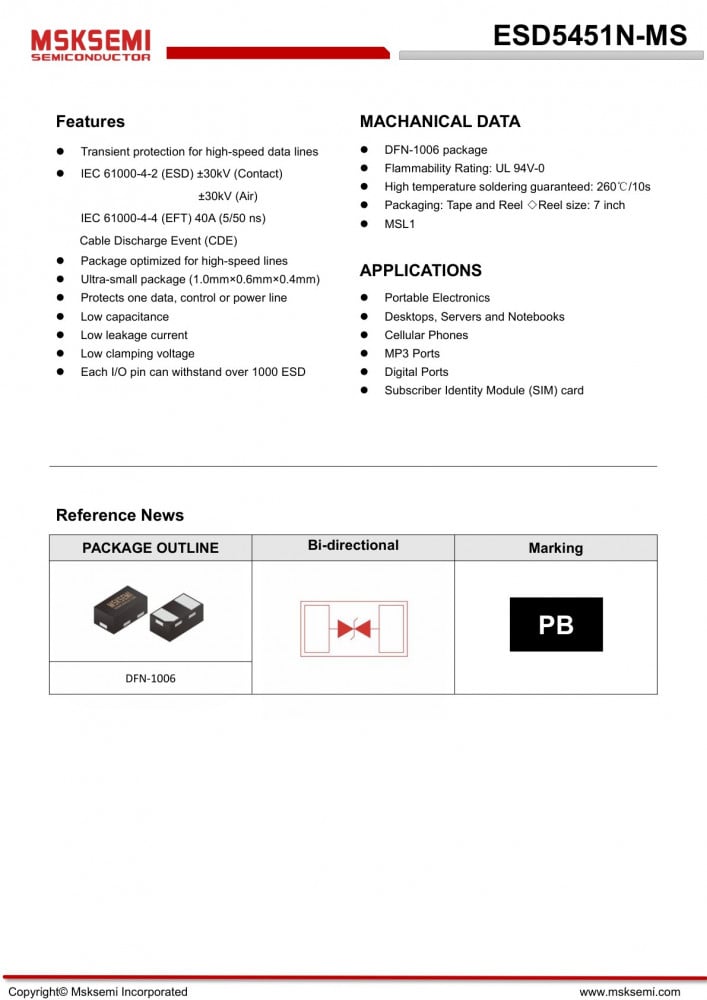 ESD5451N-MS datasheet page 2