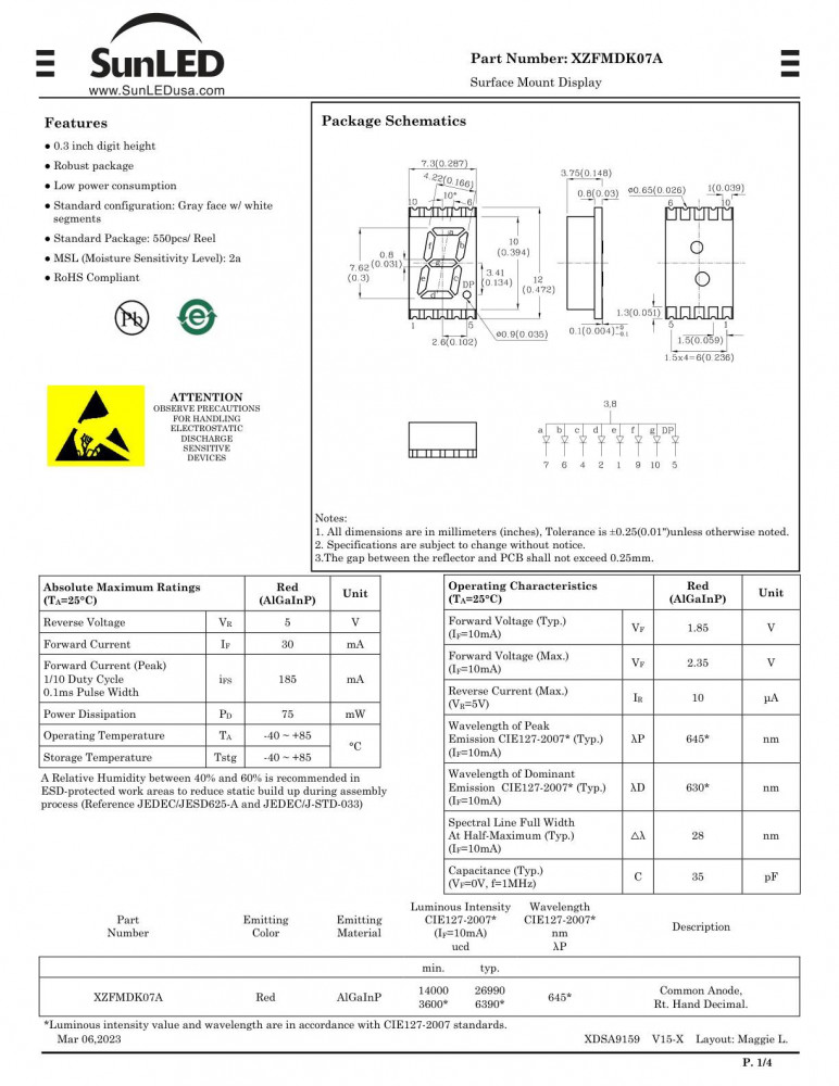 XZFMDK07A datasheet page 1