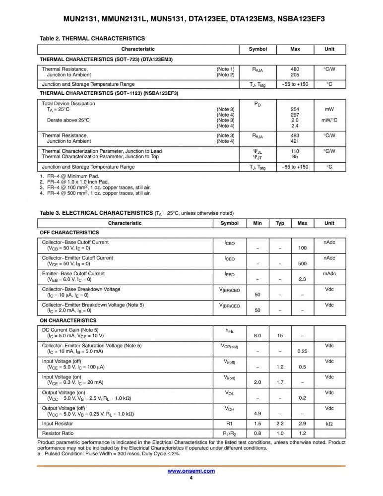 NSVMUN5131T1G datasheet page 4