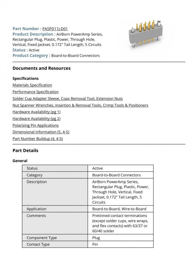 PA5PD11J-D01 technical document page 1