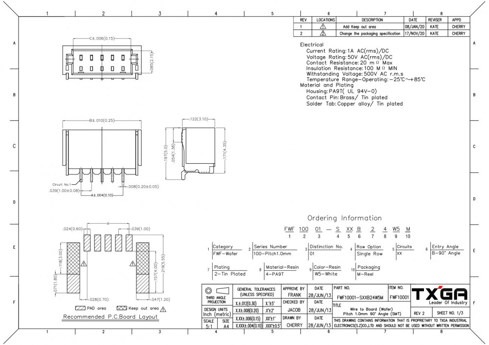TXGA FWF10001 datasheet page 1