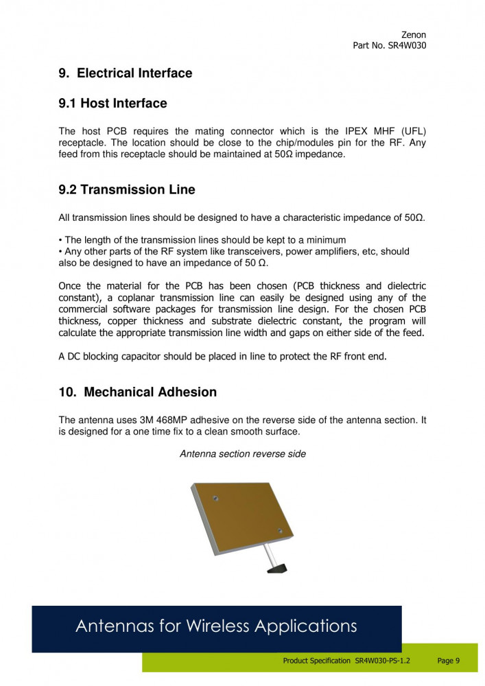 Antenova SR4W030-100 document page 9