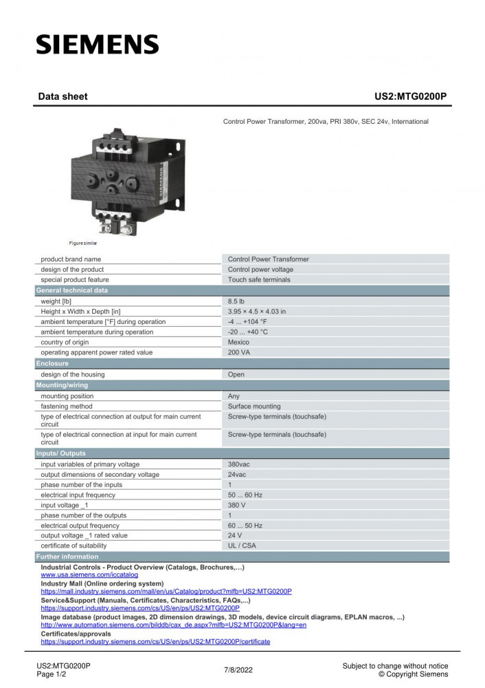 MTG0200P technical document page 1