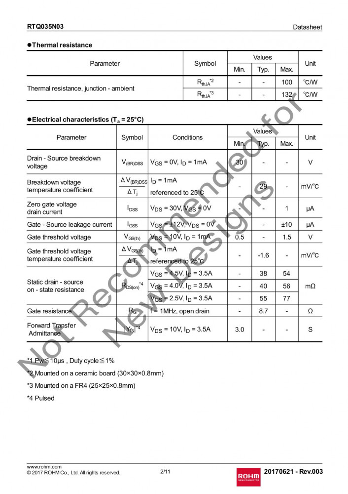 RTQ035N03TR datasheet page 2