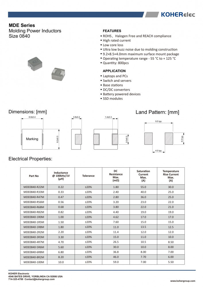 MDE0840 series datasheet page 1