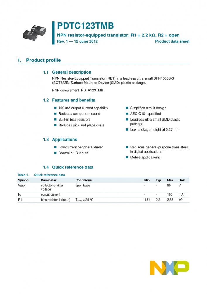 PDTC123TMB datasheet page 2