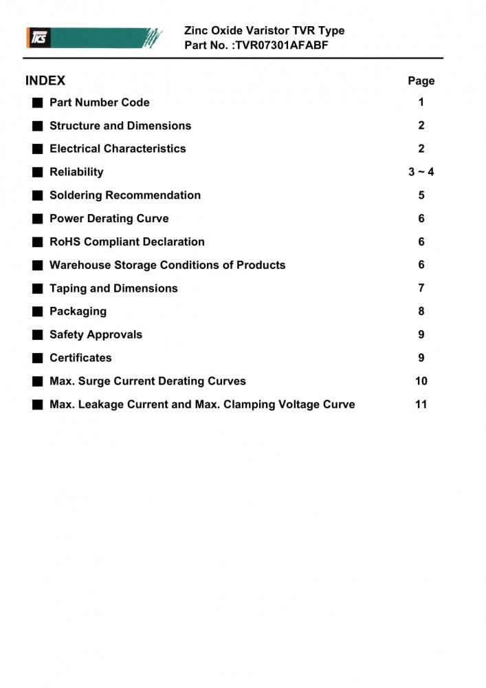 TVR07301AFABF datasheet page 3