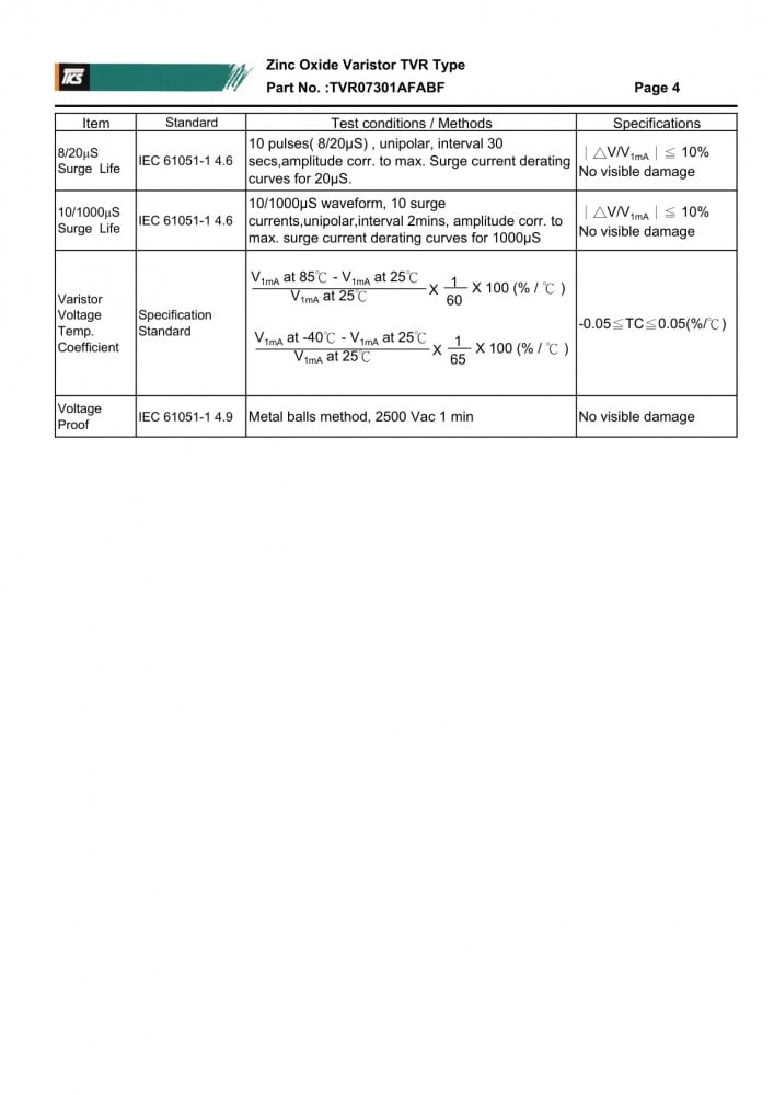 TVR07301AFABF datasheet page 7