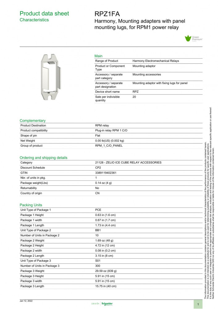 RPZ1FA technical document page 1