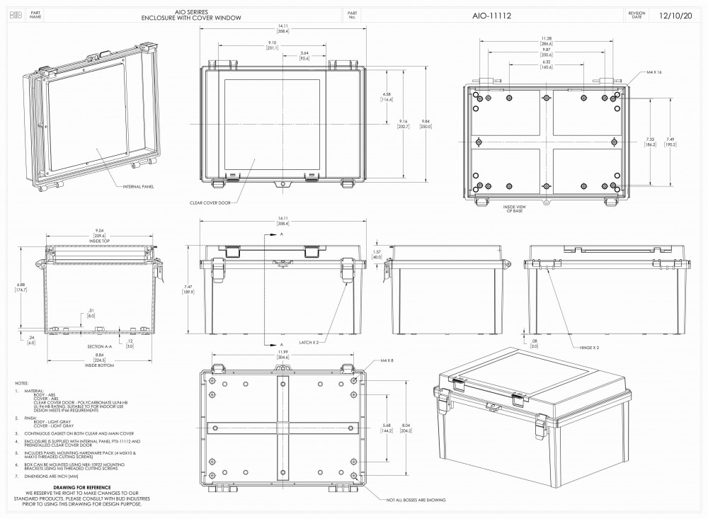 AIO-11112 enclosure technical drawing