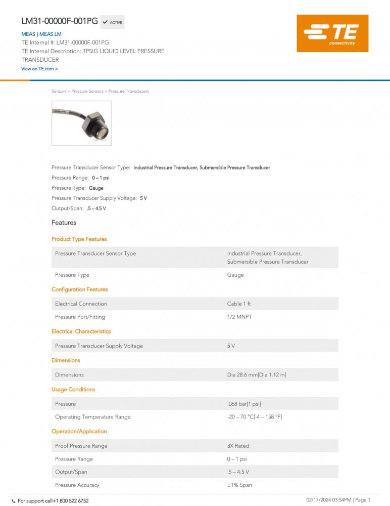 LM31-00000F-001PG technical document page 1