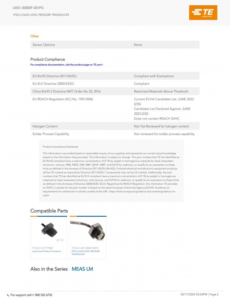 LM31-00000F-001PG technical document page 2
