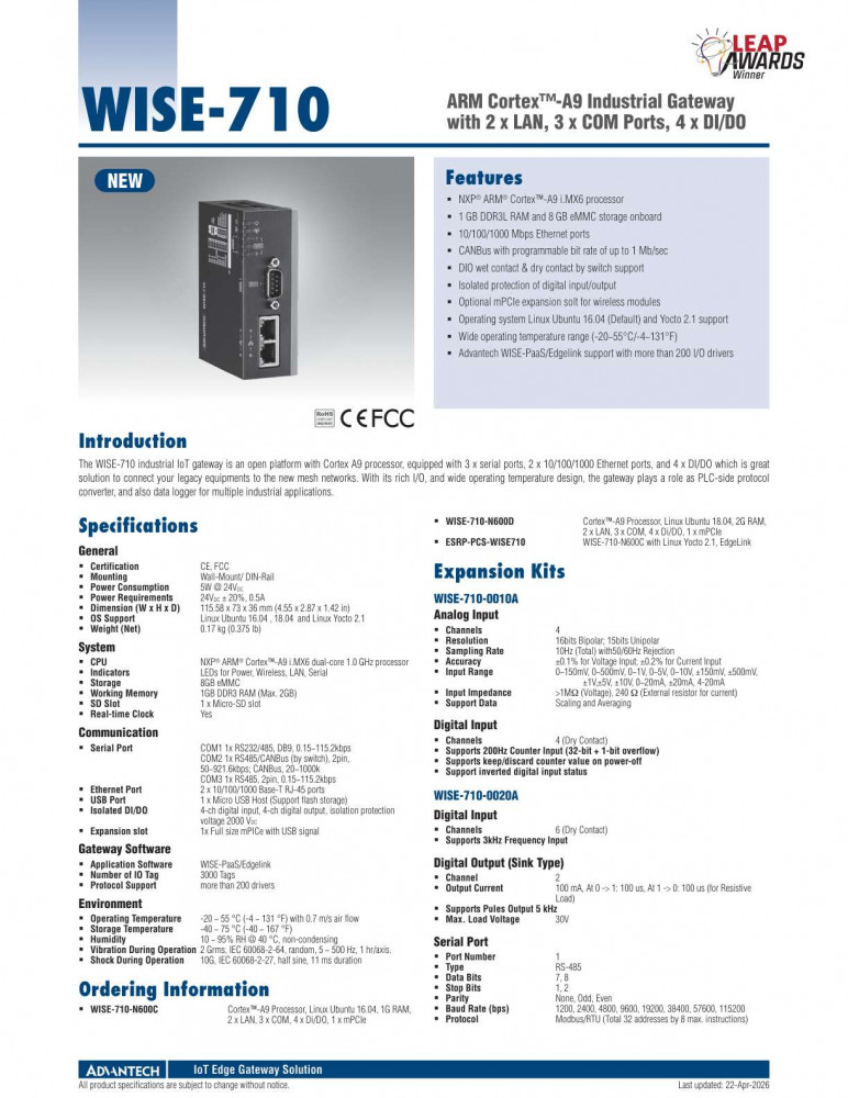 WISE-710 technical document page 1