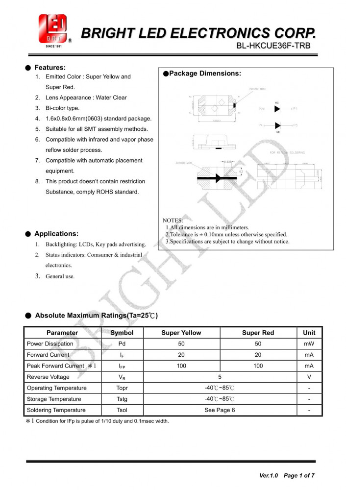 BL-HKCUE36F-TRB datasheet page 2