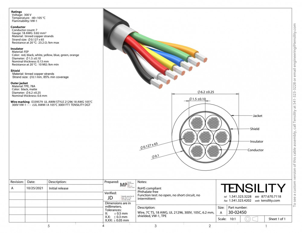 30-02450 cable specification drawing