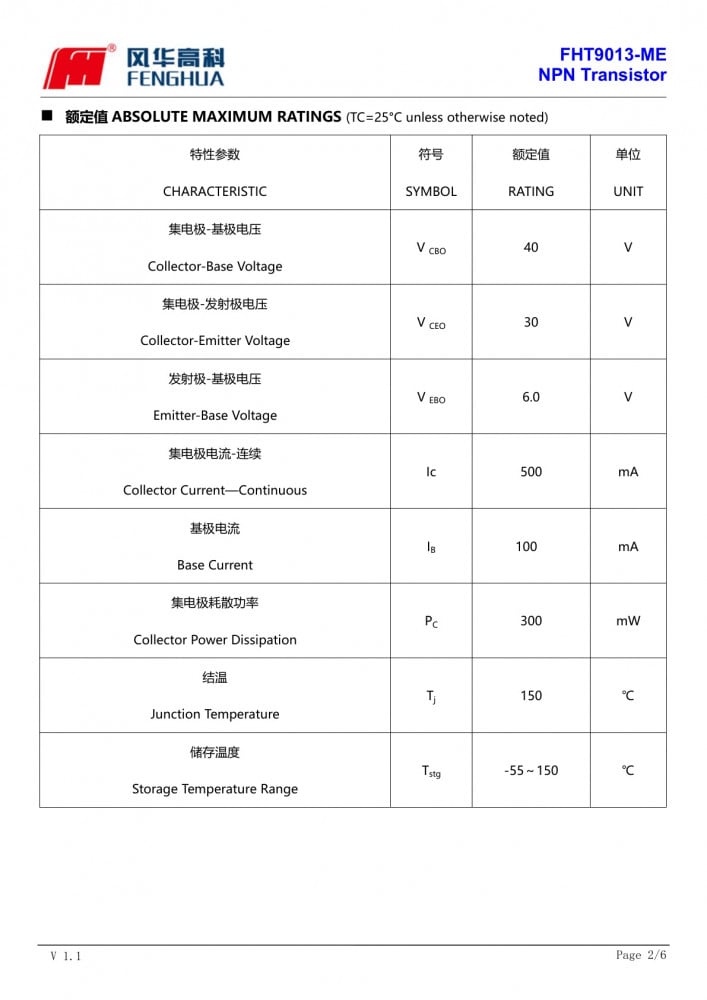FHT9013T-ME datasheet page 2