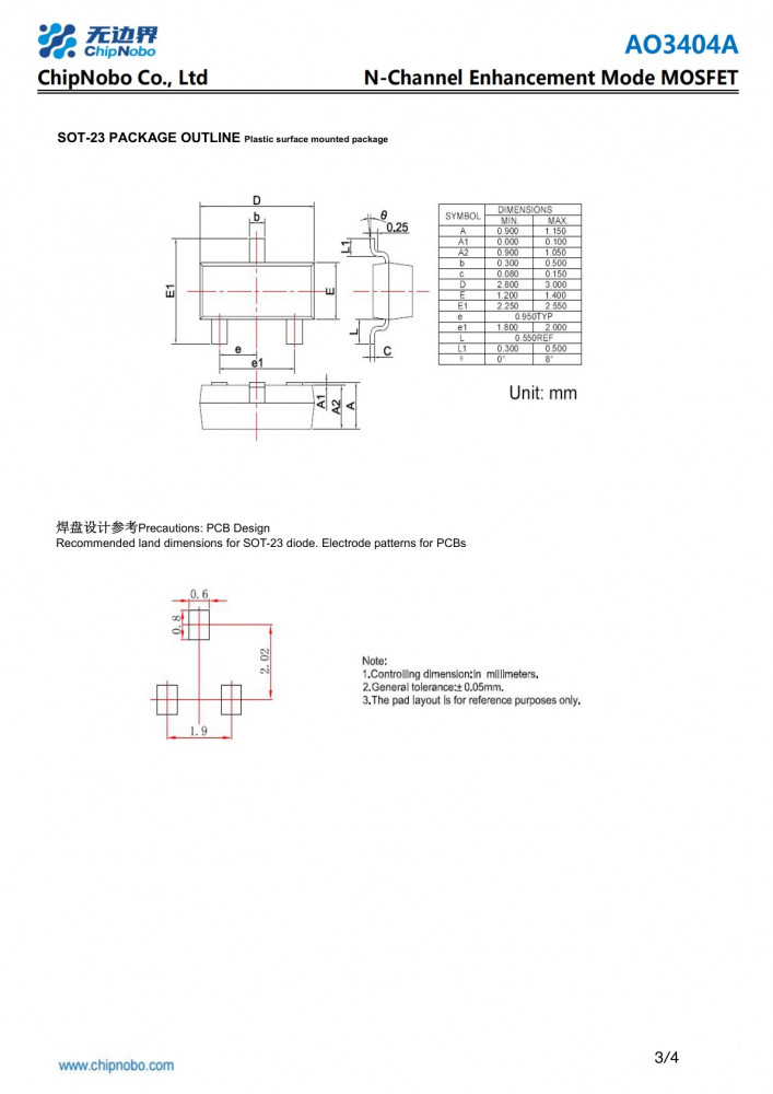 AO3404A datasheet page 3