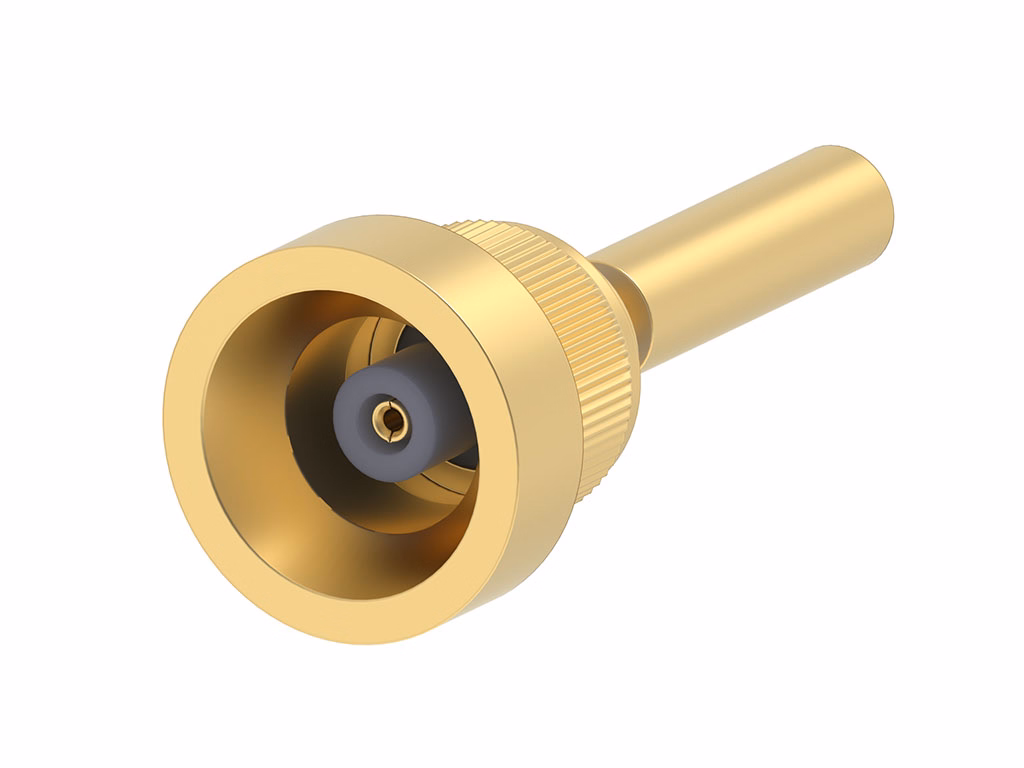 MCX Jack, Right-Angle, PCB Receptacle, Through Hole, Die Cast Housing with Brass Insert, Nickel (Ni) Plated Outer Contact, Tin (Sn) Plated Housing, Tape and Reel, 50 Ohms