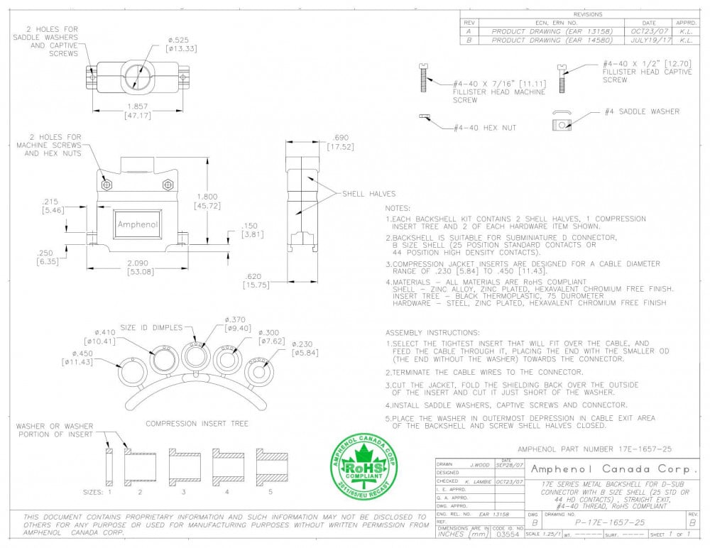 Amphenol 17E-1657-25 product drawing