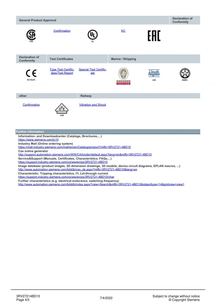 3RV27214BD10 datasheet page 4