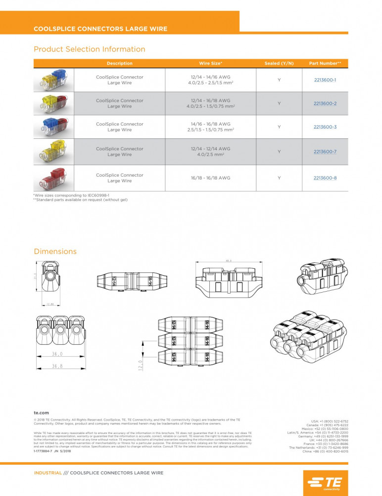 TE Connectivity CoolSplice connector technical document page 2