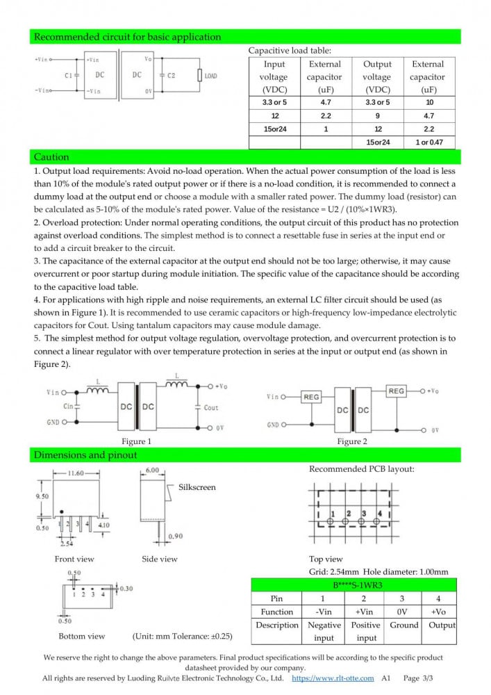 B0505LS-1WR3 datasheet page 3