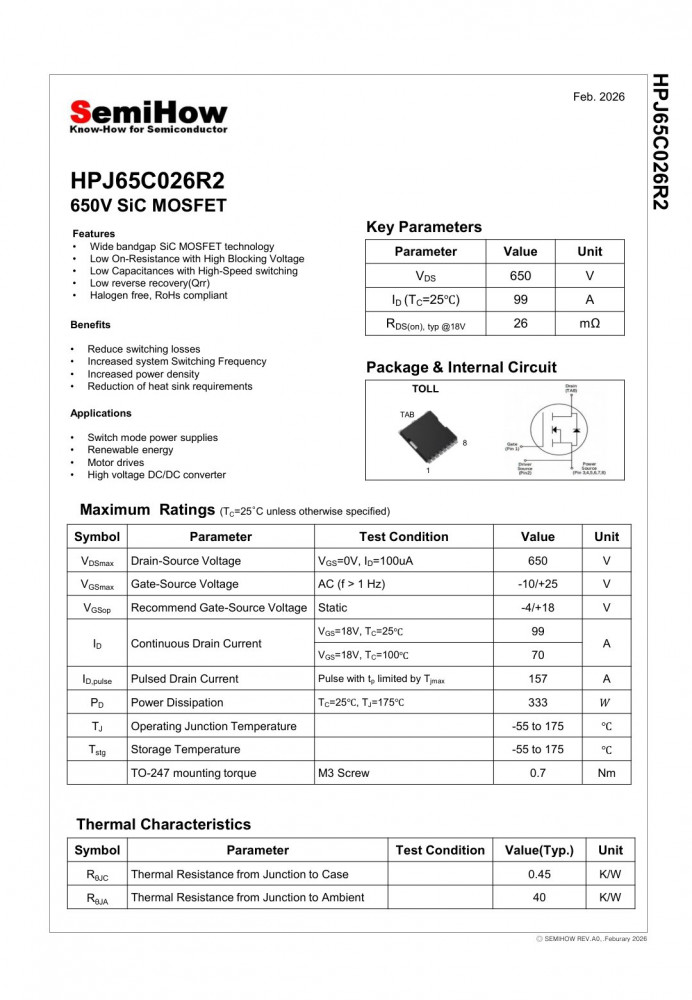 HPJ65C026R2 datasheet page 1