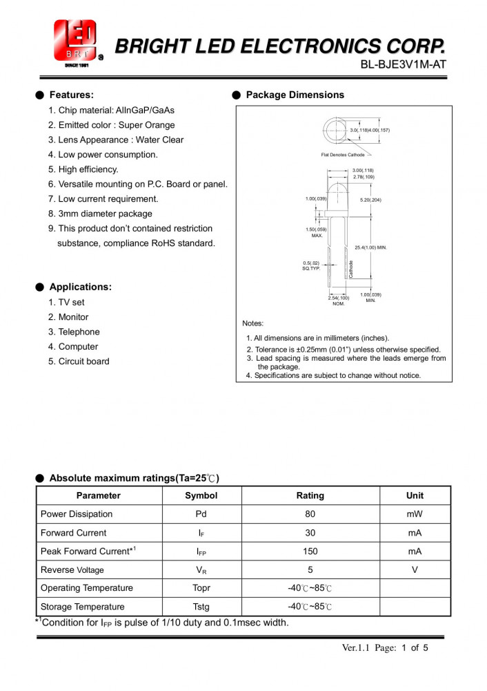 BL-BJE3V1M-AT datasheet page 1