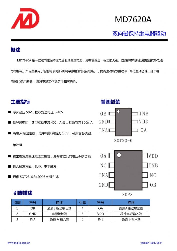 MD7620A datasheet page 1