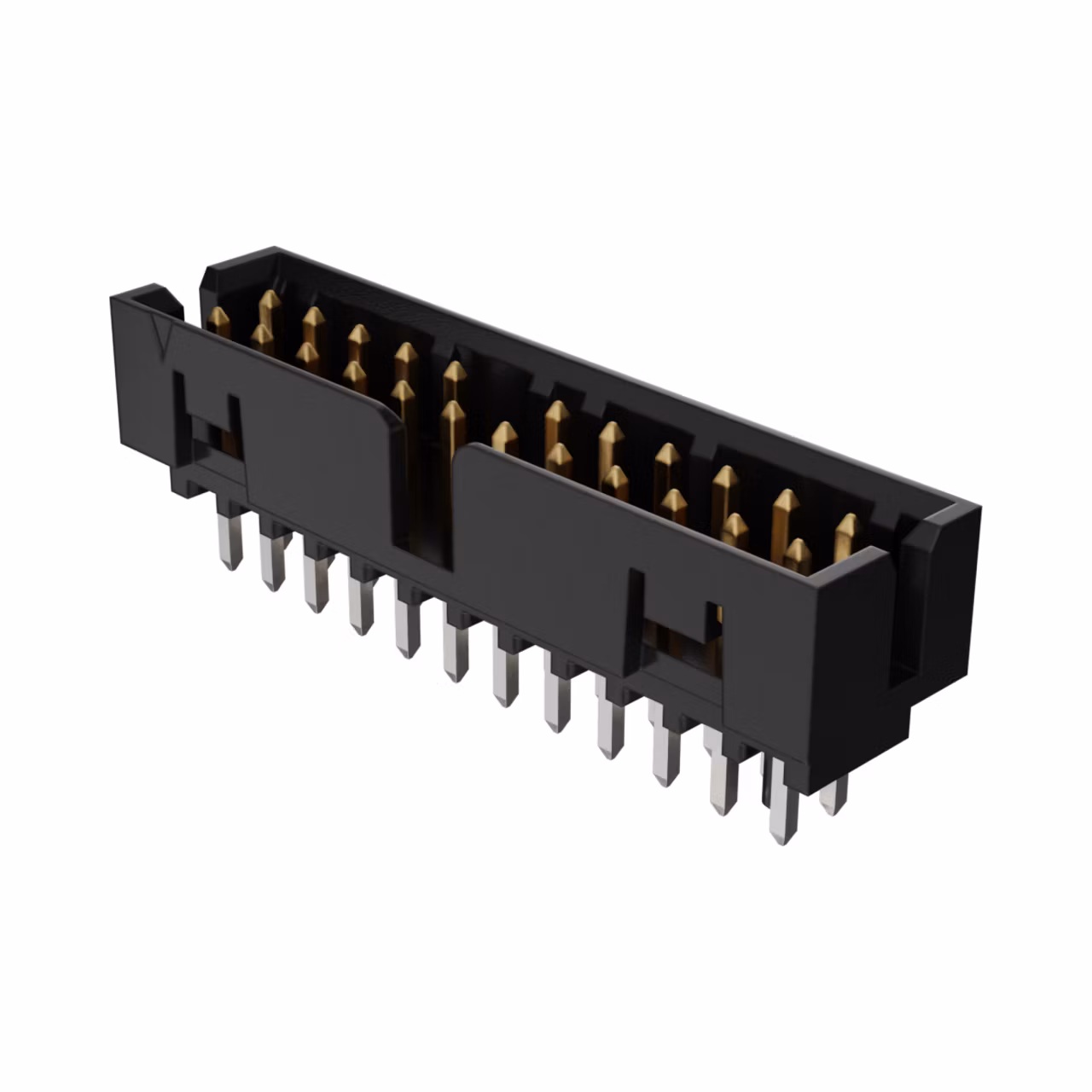 2.00mm Pitch, Milli-Grid PCB Header, Dual Row, Vertical, Through Hole, Shrouded, 24 Circuits, Circuit 12 Voided, 0.38µm Gold (Au) Plating, 2.50mm Tail Length, Dual Side Slots, Dual Friction Locks, Center Polarization, with Peg, Tube for sale