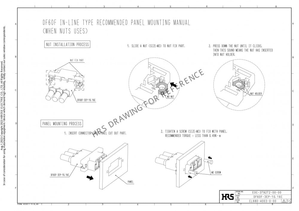 HRS DF60F panel mounting manual