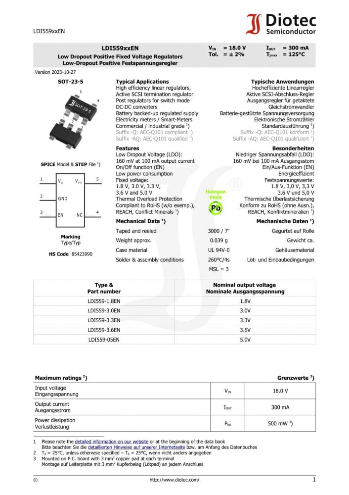 DIOTEC LDI559xxEN datasheet page 1