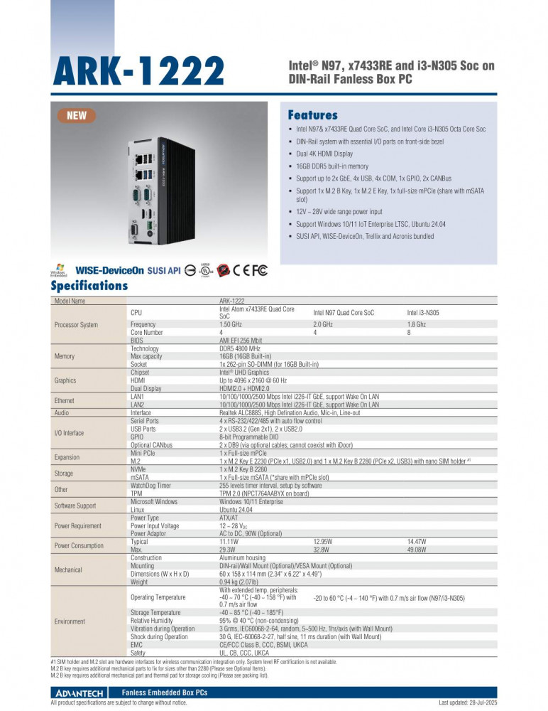 ARK-1222 product documentation page 1