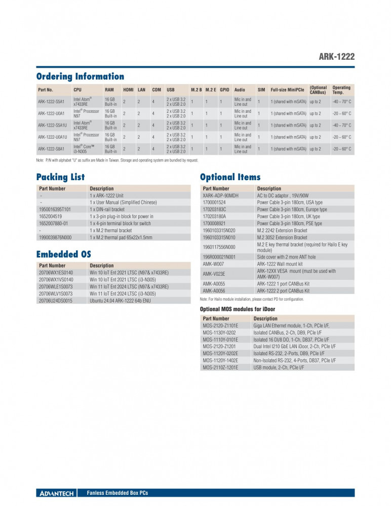ARK-1222 product documentation page 3