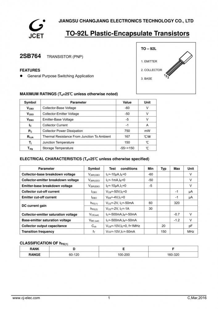2SB764 datasheet page 1