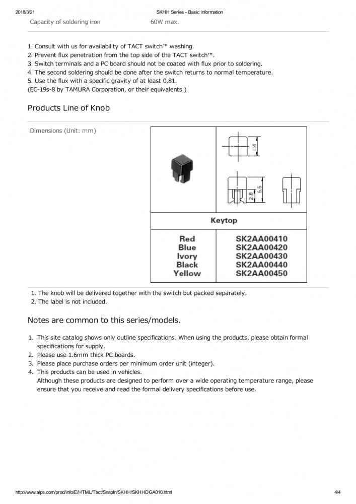 SKHHDGA010 knob dimensions