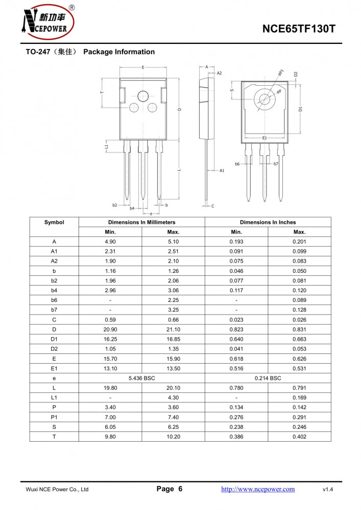 NCE65TF130T datasheet page 6