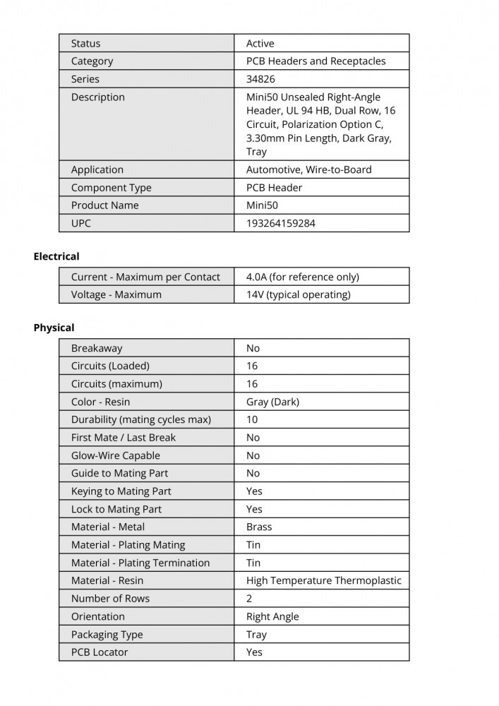 Technical document image 2 for MOLEX 348260166