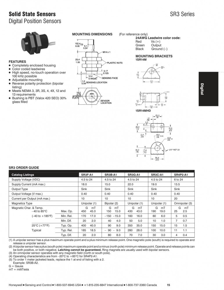 Honeywell SR4P2-A1 technical document page 2