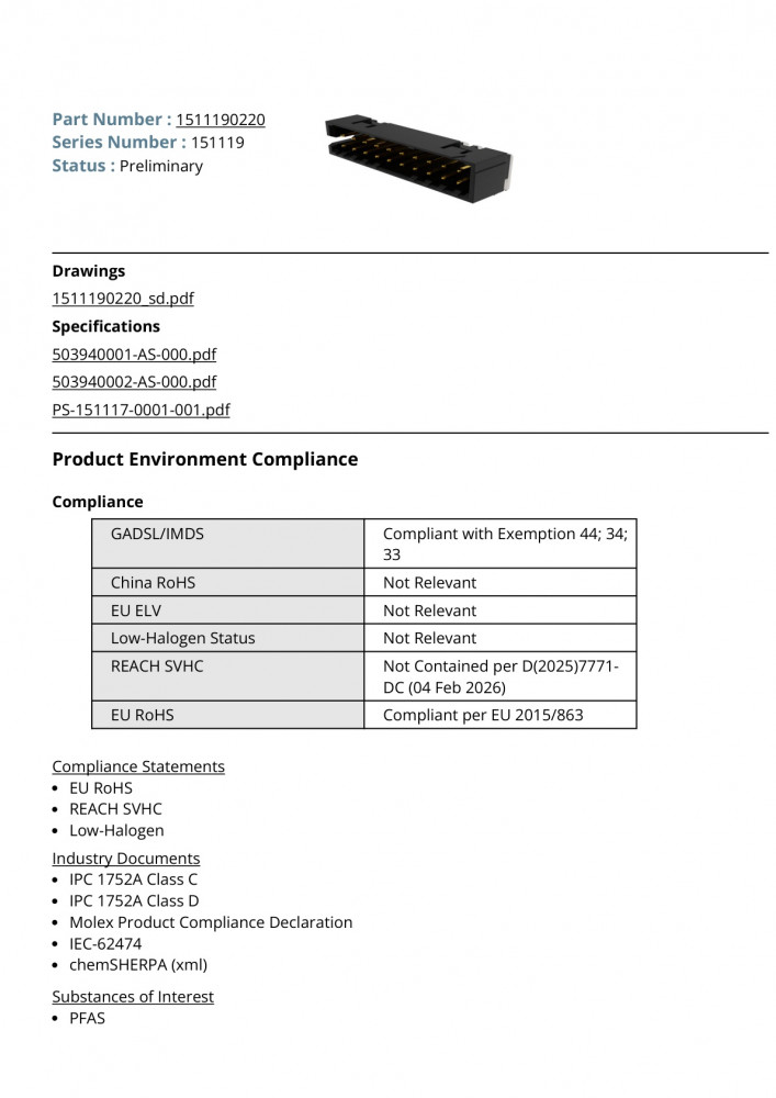 Molex Milli-Grid product specification page 1