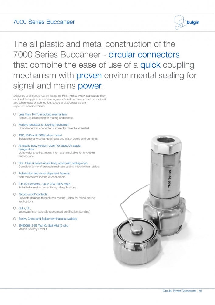 Bulgin Buccaneer 7000 Series datasheet page 1