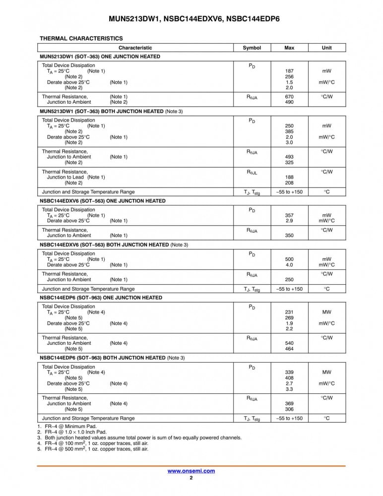 NSBC144EDP6T5G technical document page 2