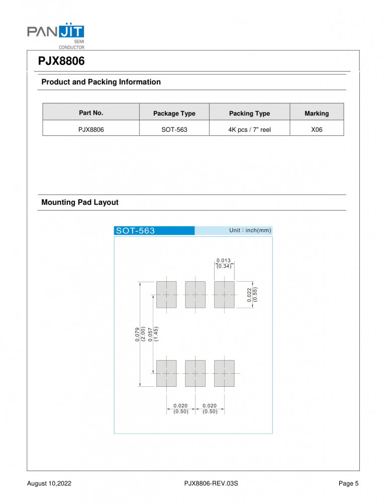 PJX8806 datasheet page 5
