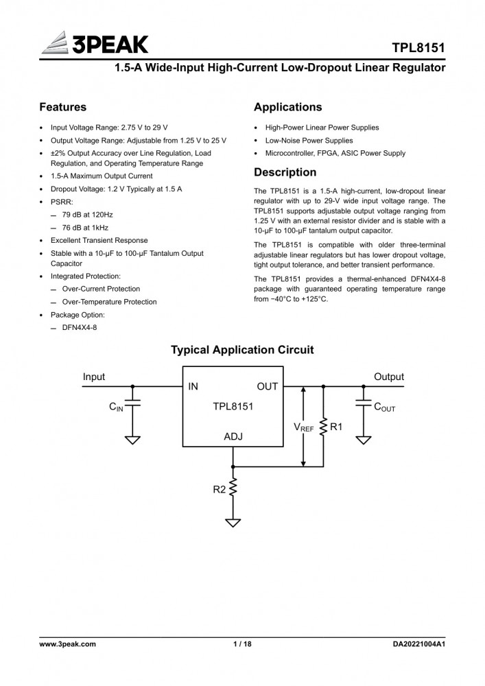 TPL8151 datasheet page 1