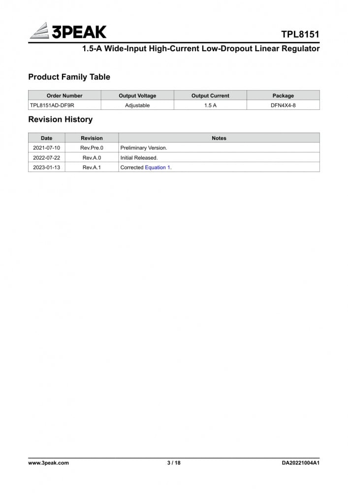 TPL8151 datasheet page 3