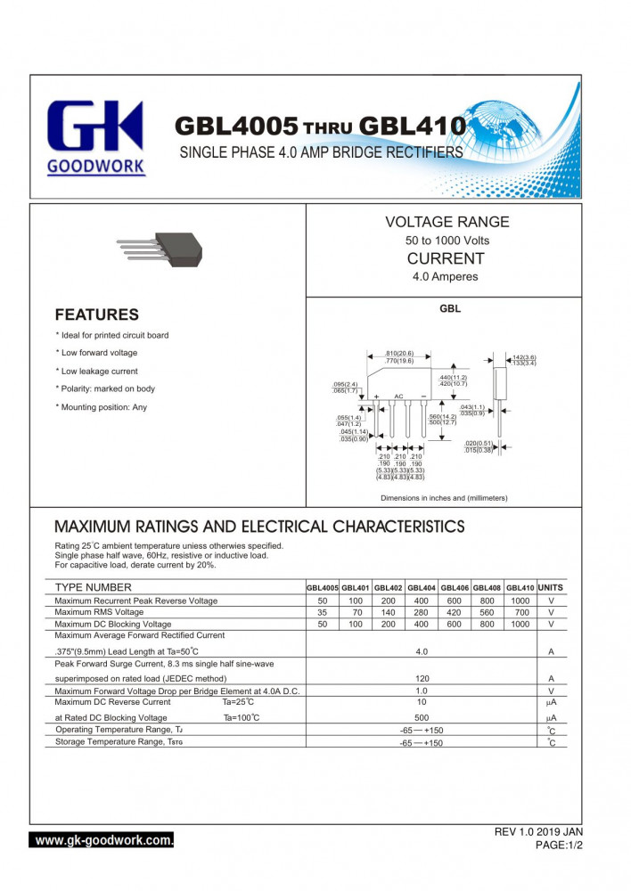 GOODWORK GBL410 datasheet page 1