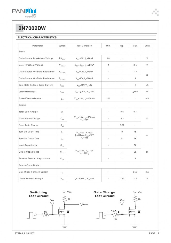 2N7002DW datasheet page 2