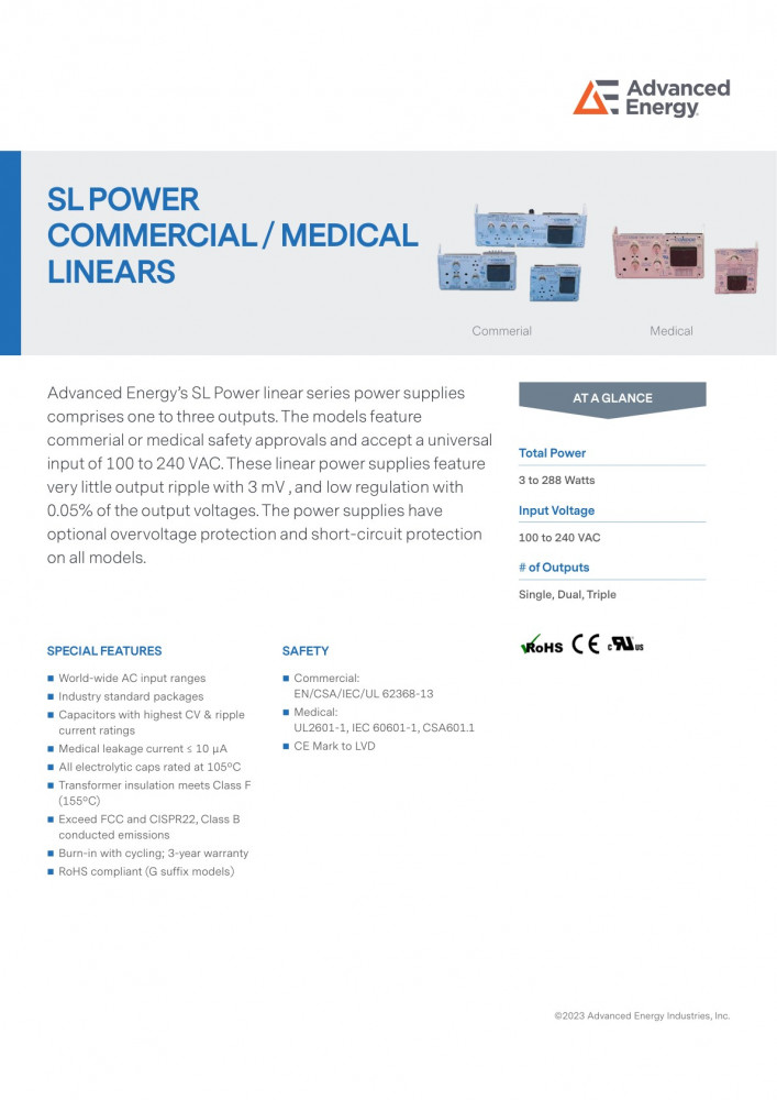 SL Power linear supplies document page 1